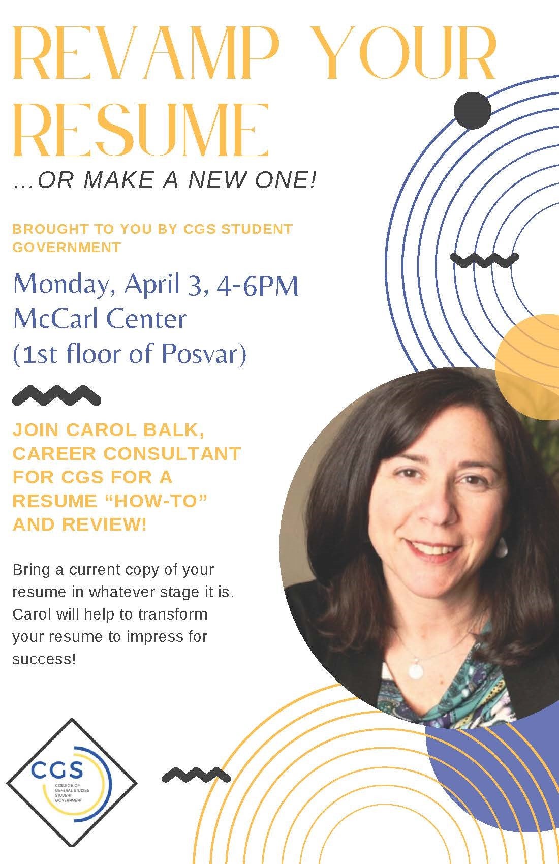 Revamp Your Resume - Monday, April 3rd | College of General Studies ... Revamp Your Resume - Monday, April 3rd | College of General Studies ...